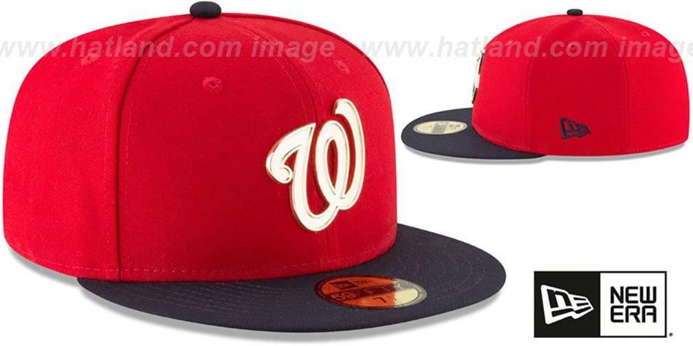 Washington Nationals GOLDEN-BADGE Red-Navy Fitted Hat