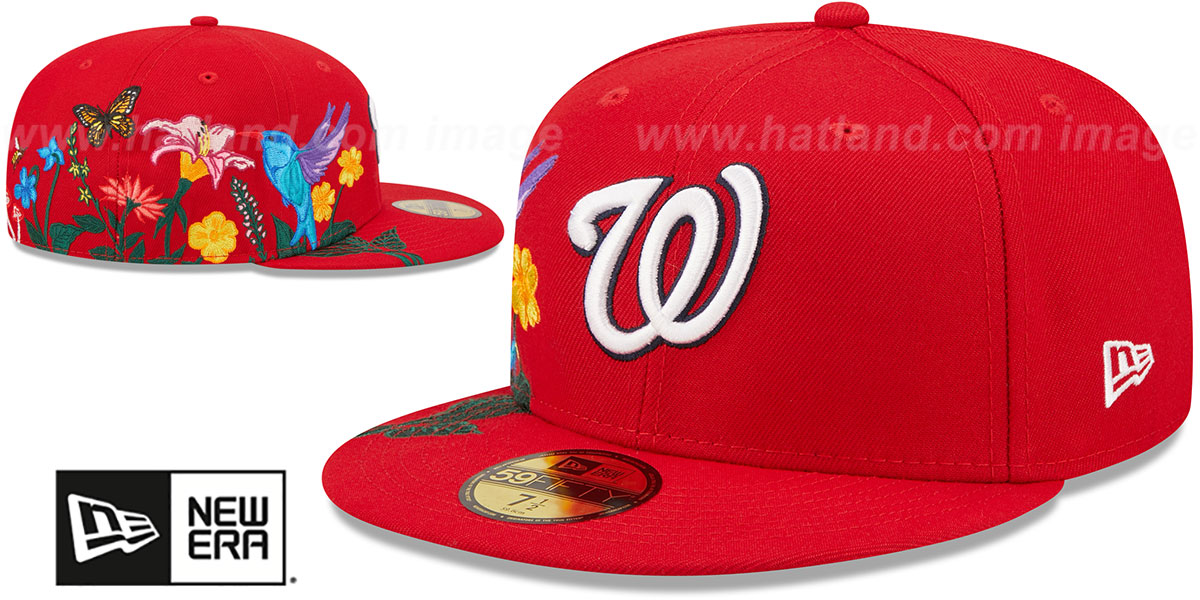 Washington Nationals SIDE-BLOOM Red Fitted Hat by New Era