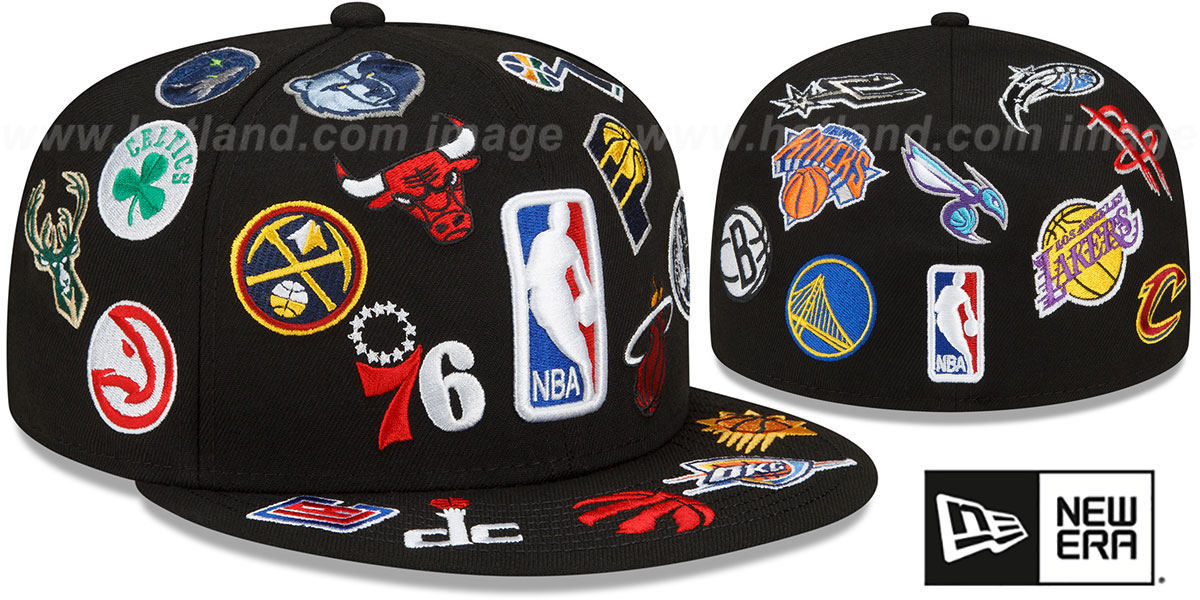 NBA ALL-OVER Black Fitted Hat by New Era