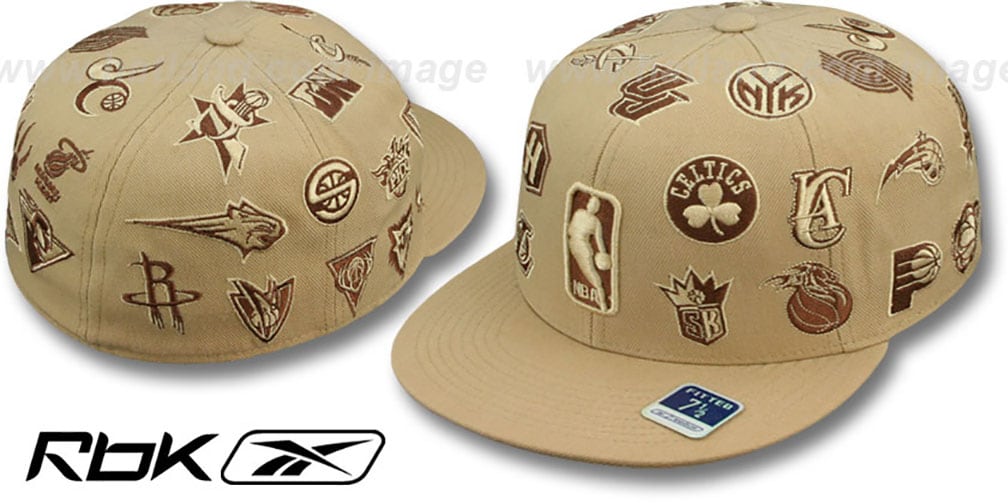 NBA THROWBACK ALL-OVER Tan Fitted Hat by Reebok