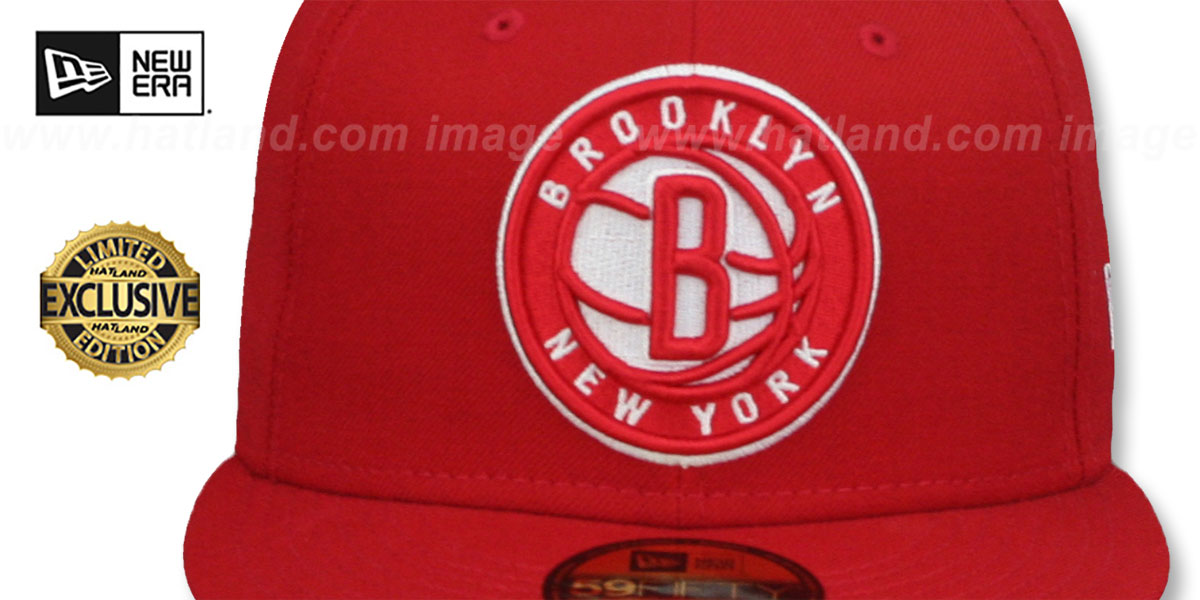 Brooklyn Nets NBA TEAM-BASIC Red-White Fitted Hat by New Era