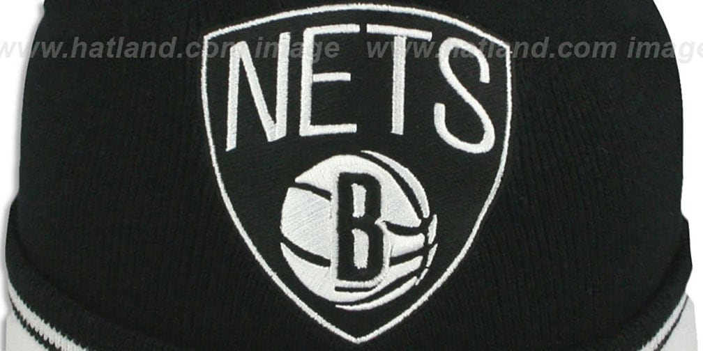 Nets XL-LOGO BEANIE Black by Mitchell and Ness