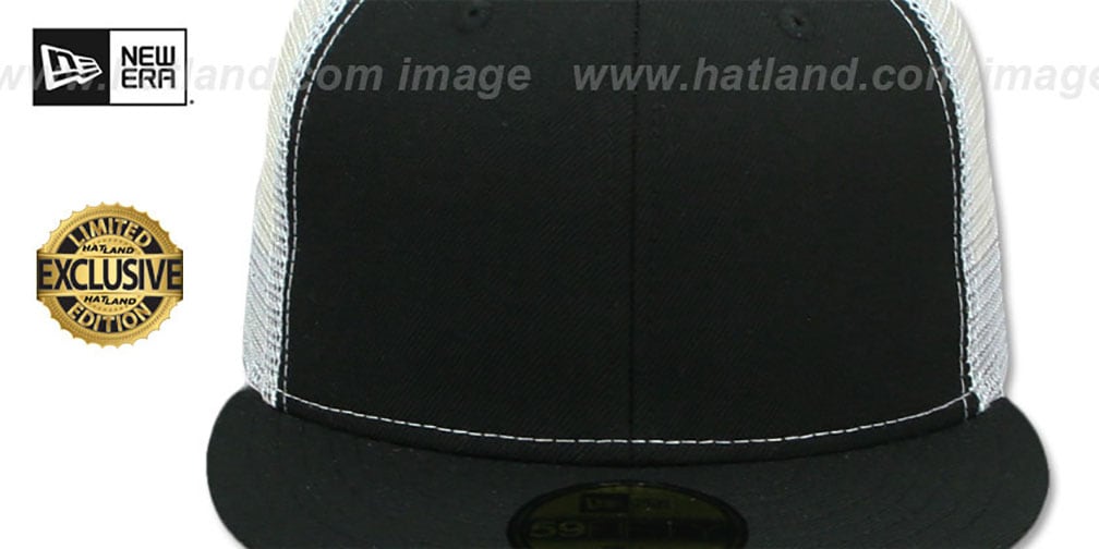 New Era MESH-BACK 59FIFTY-BLANK Black-White Fitted Hat