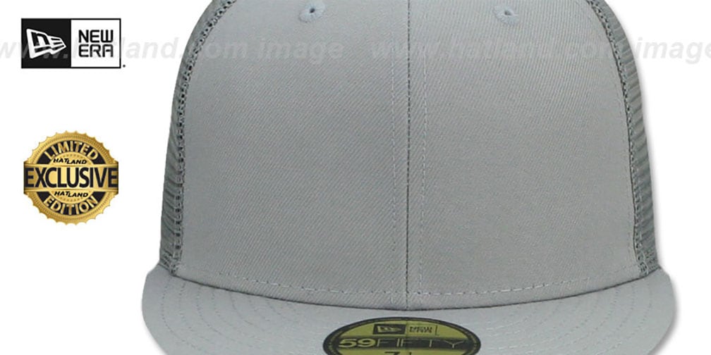 New Era MESH-BACK 59FIFTY-BLANK Grey-Grey Fitted Hat