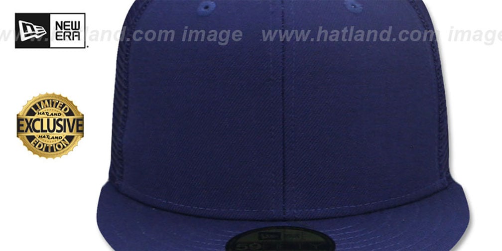 New Era MESH-BACK 59FIFTY-BLANK Navy-Navy Fitted Hat