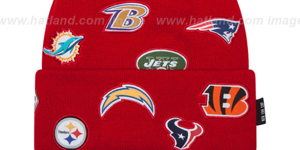 NFL AFC TOTAL LOGO Red Knit Beanie Hat by New Era