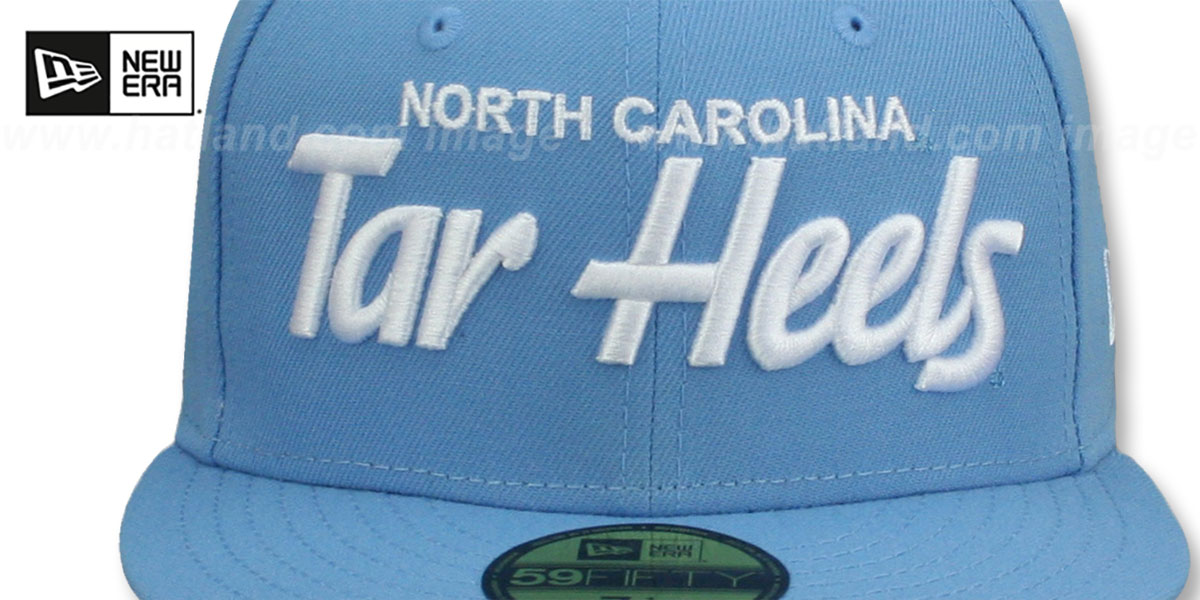 North Carolina NCAA TEAM-SCRIPT Sky Fitted Hat by New Era