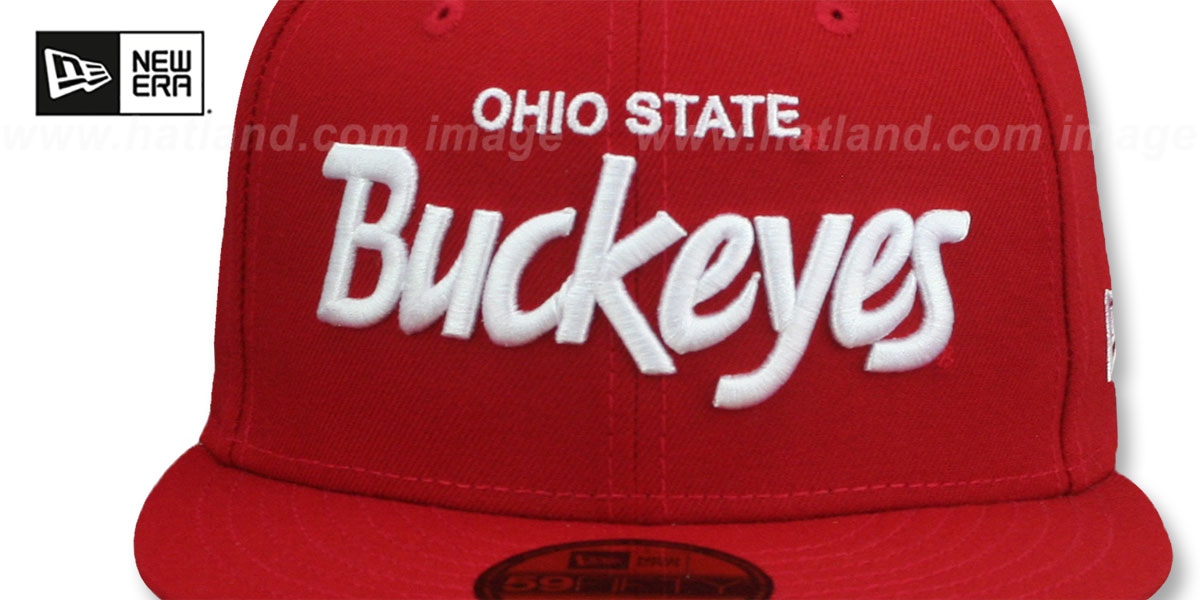 Ohio State NCAA TEAM-SCRIPT Red Fitted Hat by New Era