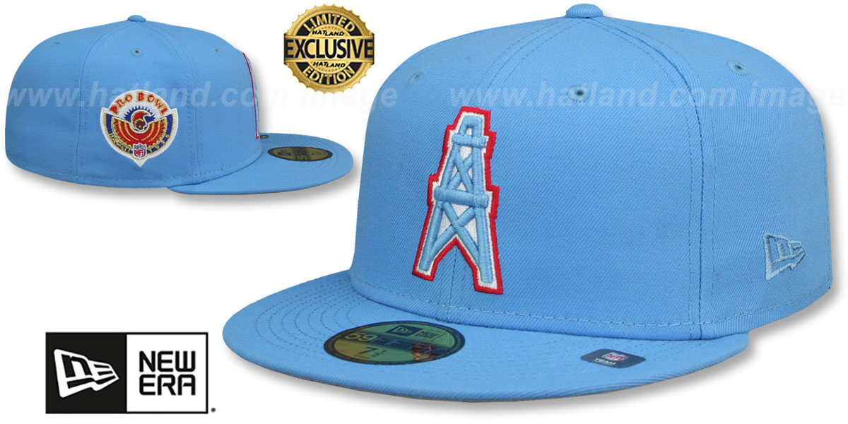Houston Oilers 1996 PRO BOWL SIDE-PATCH Sky Fitted Hat