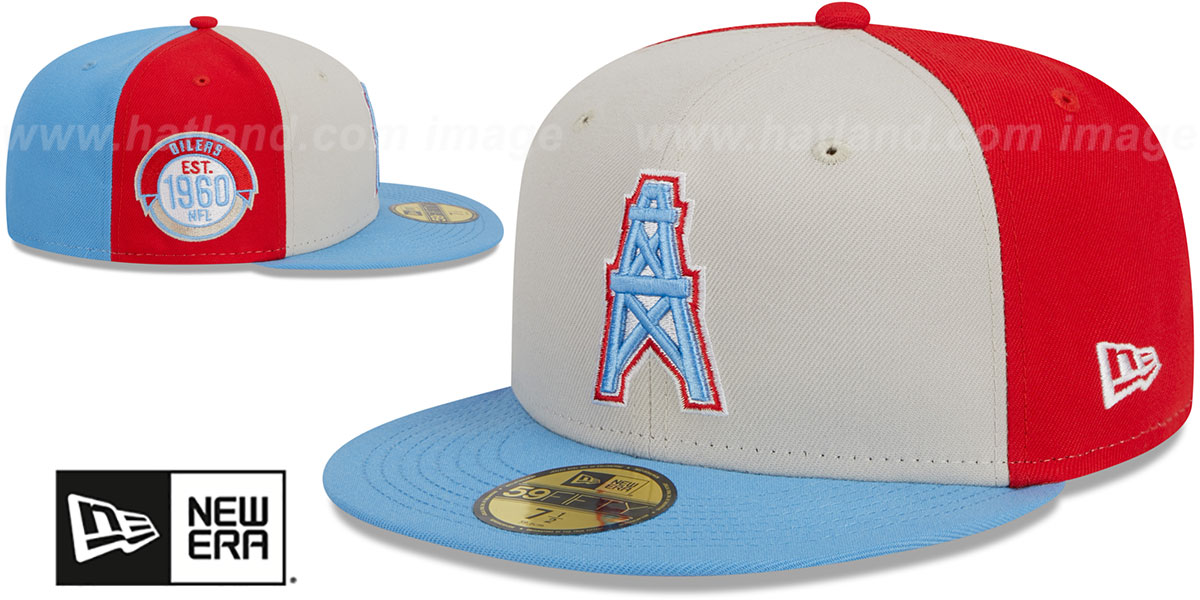 Houston Oilers HISTORIC SIDELINE PINWHEEL Fitted Hat
