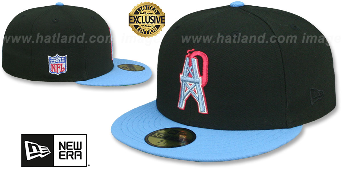 Houston Oilers NFL LIGATURE SIDE-PATCH Black-Sky Fitted Hat