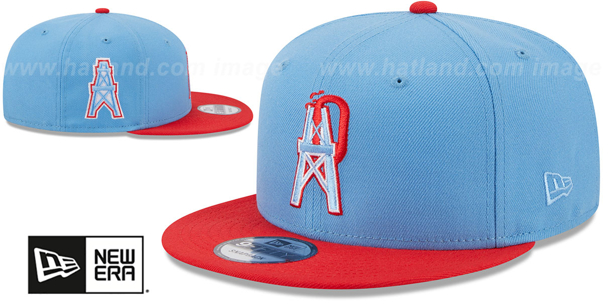 Houston Oilers NFL LIGATURE SNAPBACK Sky-Red Hat by New Era