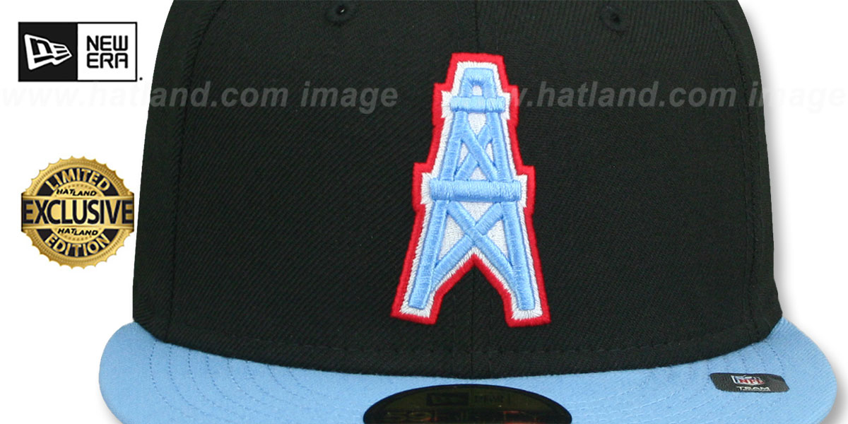 Houston Oilers NFL THROWBACK TEAM-BASIC Black-Sky Fitted Hat