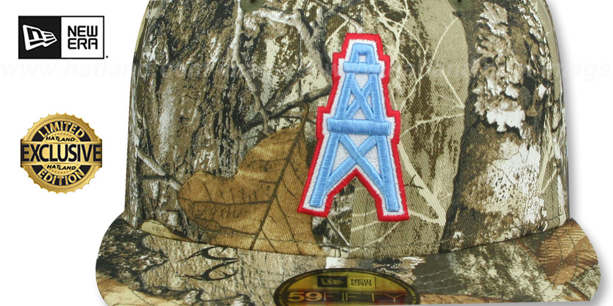 Houston Oilers NFL THROWBACK TEAM-BASIC Realtree Camo Fitted Hat