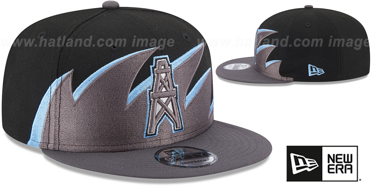 Houston Oilers NFL THROWBACK TIDAL WAVE SNAPBACK Black-Charcoal H