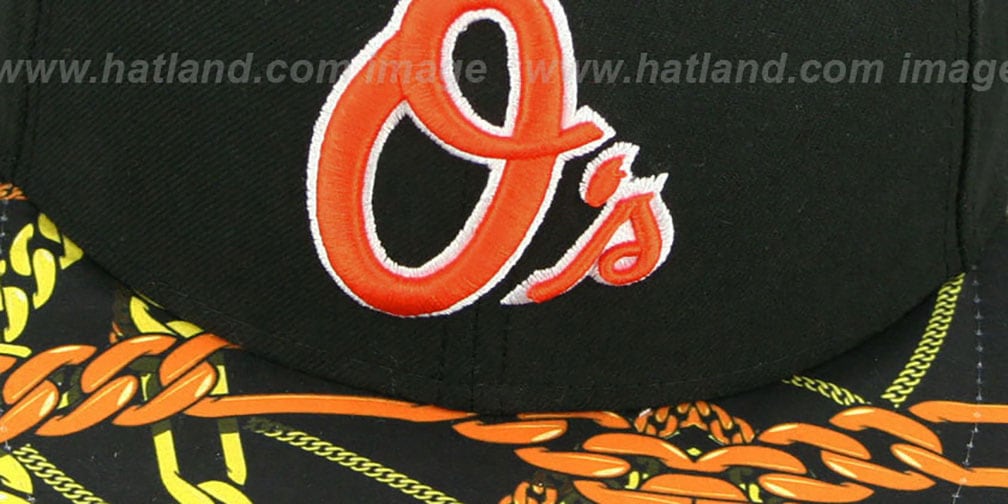 Baltimore Orioles REAL CHAINS VIZA-PRINT Black Fitted Hat