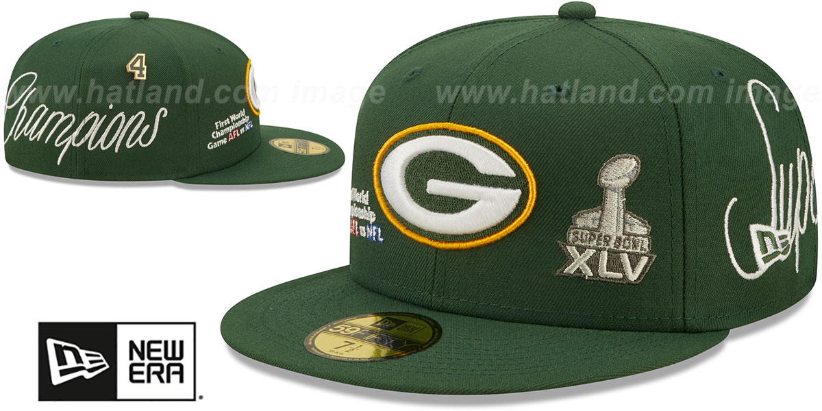 Green Bay Packers HISTORIC CHAMPIONS Green Fitted Hat