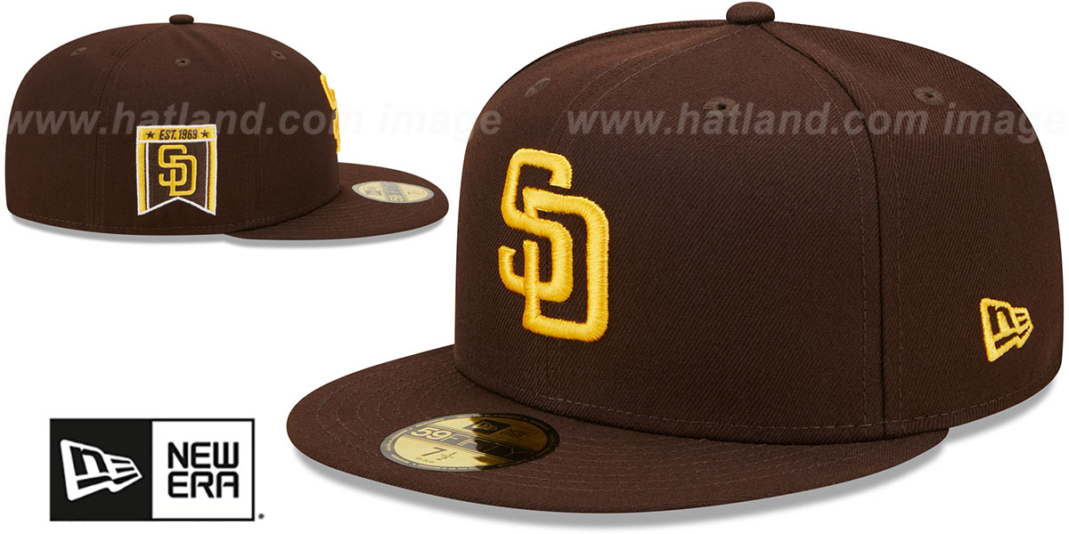 San Diego Padres BANNER SIDE-PATCH Brown Fitted Hat