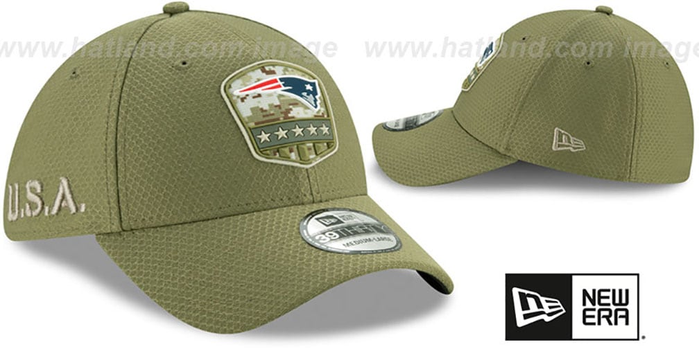 New England Patriots 2019 SALUTE-TO-SERVICE FLEX Olive Hat