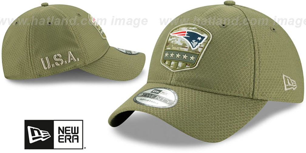 New England Patriots 2019 SALUTE-TO-SERVICE STRAPBACK Olive Hat