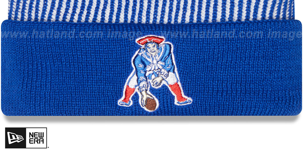 New England Patriots THROWBACK STRIPED Knit Beanie Hat
