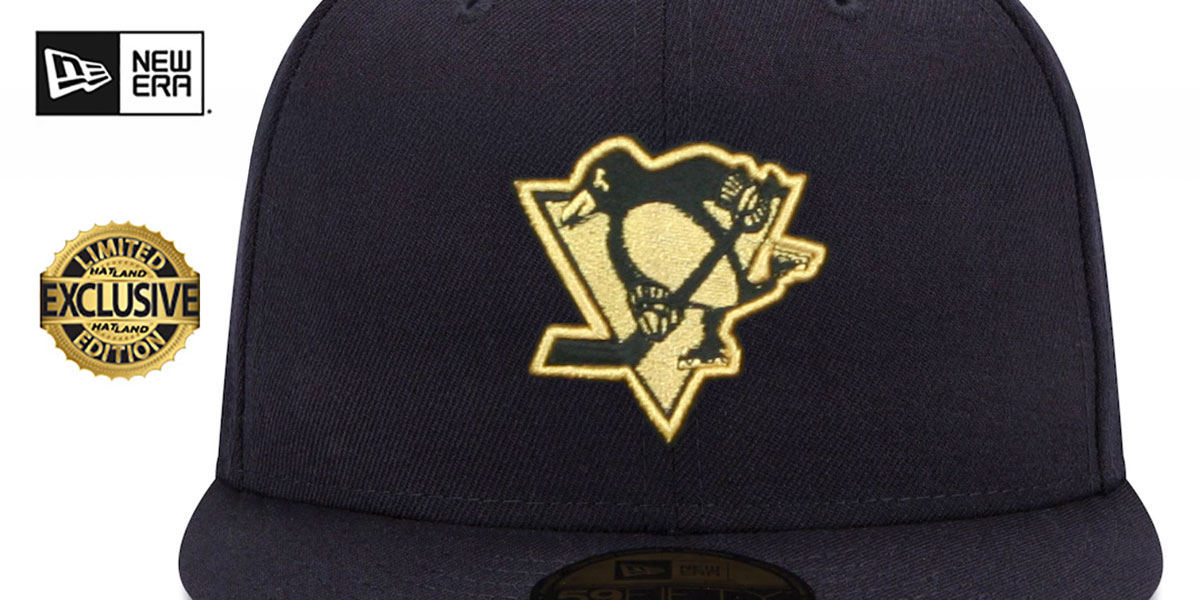 Pittsburgh Penguins GOLD-METALLIC Black Fitted Hat