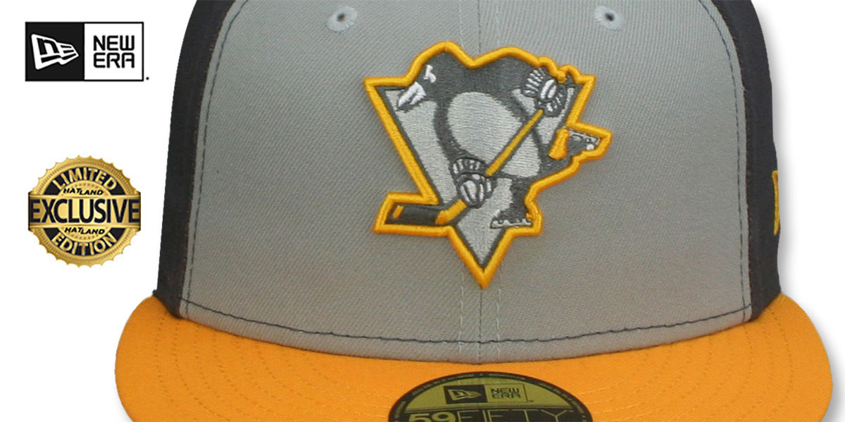 Pittsburgh Penguins GREY TONE Grey-Charcoal-Gold Fitted Hat