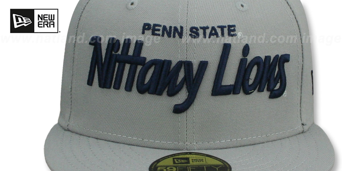 Penn State NCAA TEAM-SCRIPT Grey Fitted Hat by New Era