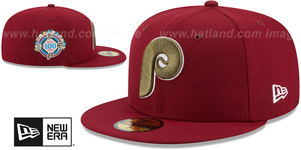 Philadelphia Phillies BOTANICAL SIDE-PATCH Burgundy Fitted Hat