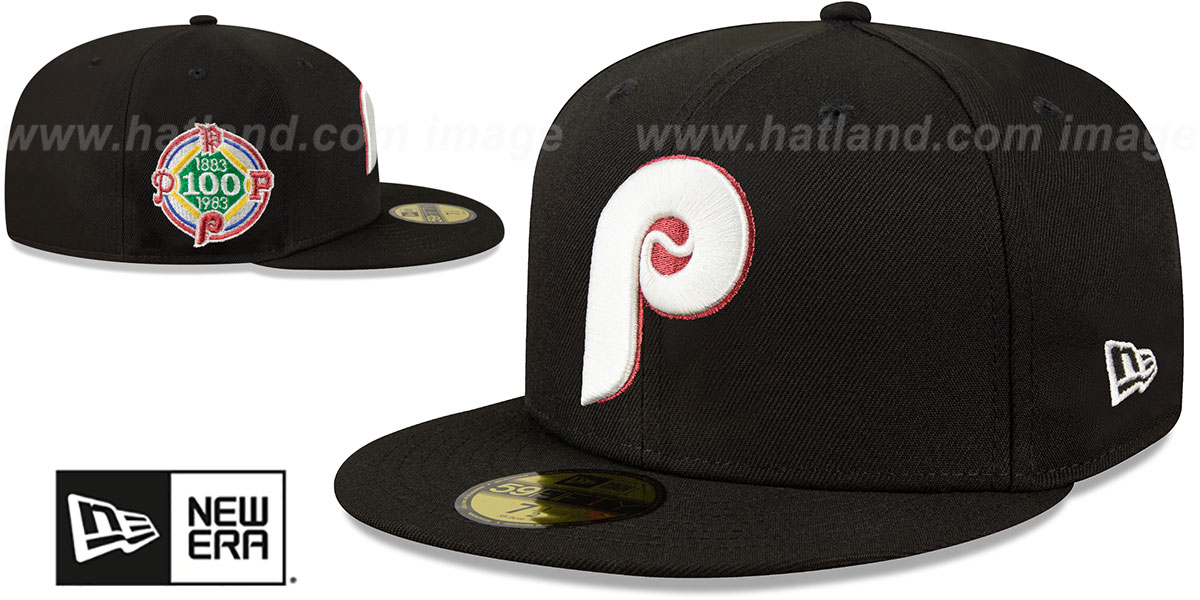 Philadelphia Phillies METALLIC LOGO SIDE-PATCH Black Fitted Hat