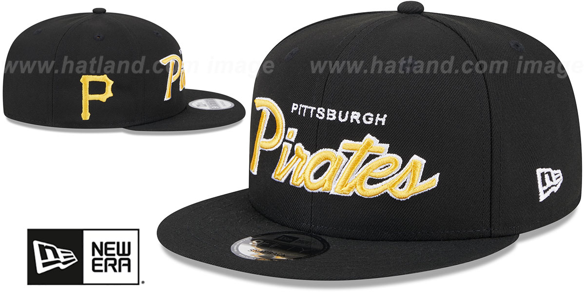 Pittsburgh Pirates TEAM-SCRIPT SNAPBACK Black Hat by New Era