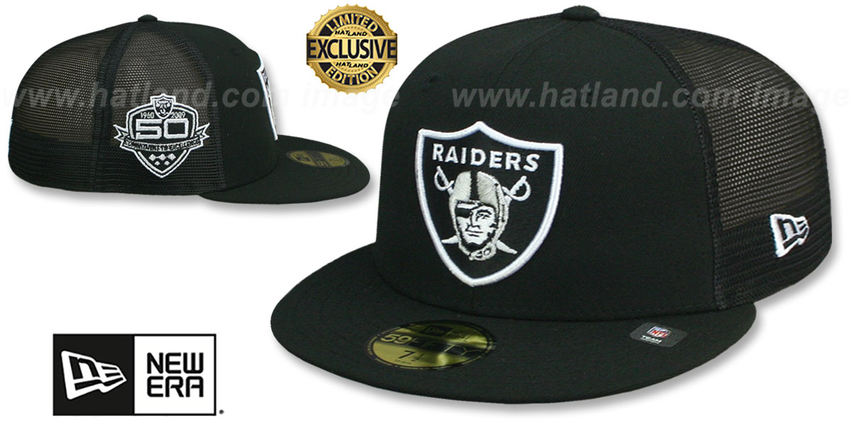 Las Vegas Raiders 50TH MESH-BACK SIDE-PATCH Black-Black Fitted Ha