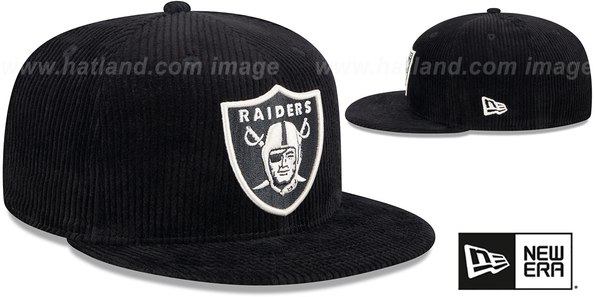 Las Vegas Raiders LETTERMAN PIN CORDUROY Black Fitted Hat