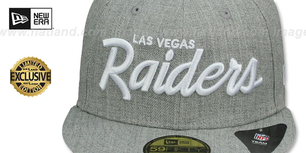 Las Vegas Raiders NFL TEAM-SCRIPT Heather Grey Fitted Hat