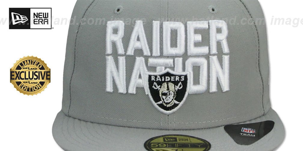Las Vegas Raiders RAIDER-NATION Light Grey-White Fitted Hat