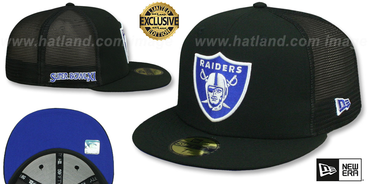 Las Vegas Raiders SB XI MESH-BACK SIDE-PATCH Black-Royal Fitted H