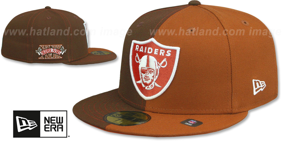 Las Vegas Raiders SB XVIII SPLIT SIDE-PATCH Brown-Wheat Fitted Ha