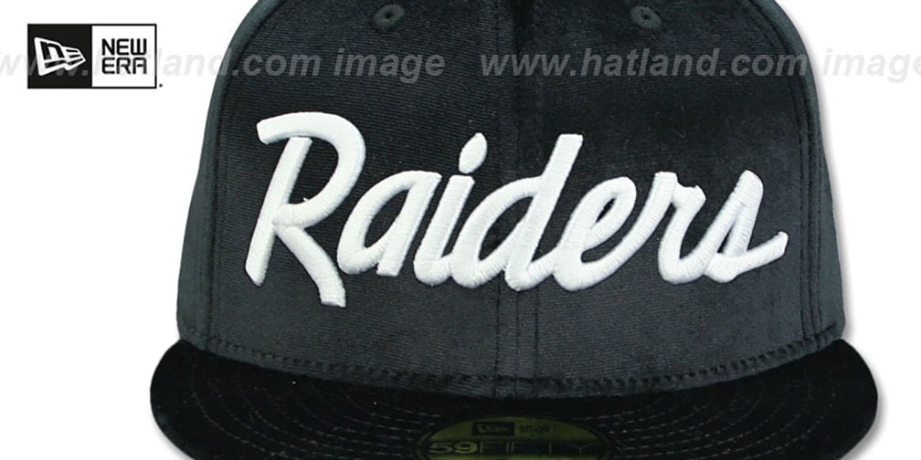 Oakland Raiders TEAM-SCRIPT VELOUR Black Fitted Hat