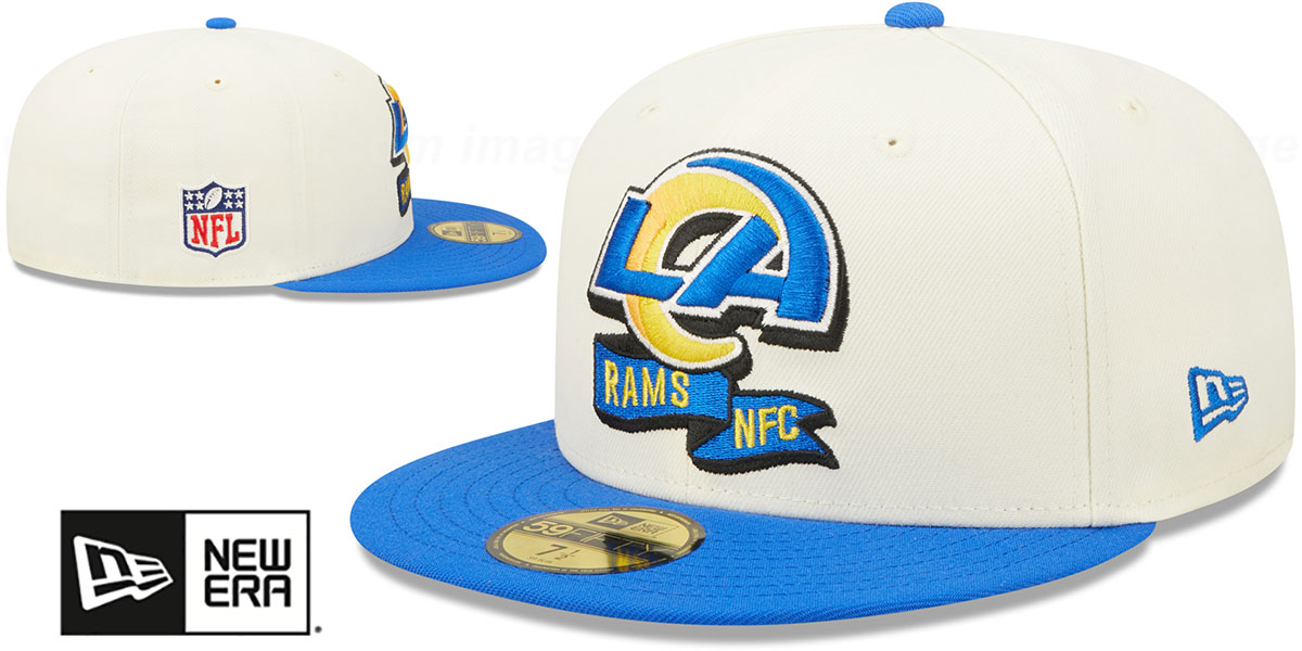 Los Angeles Rams 2022 NFL SIDELINE Cream-Royal Fitted Hat
