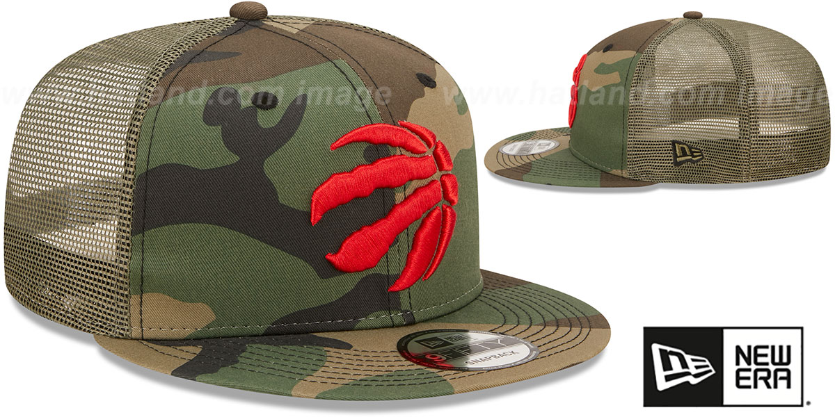 Toronto Raptors ARMY CAMO TRUCKER Hat by New Era