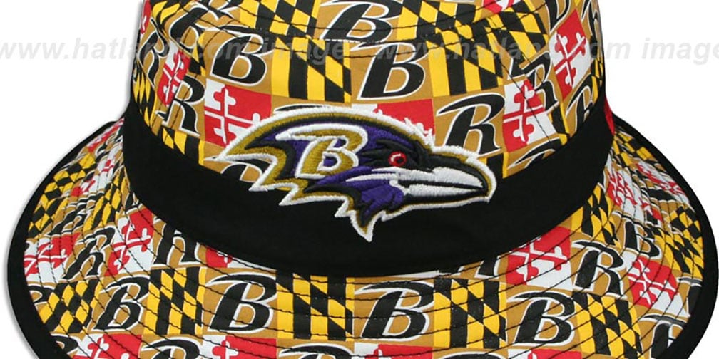 Baltimore Ravens ALL-OVER MARYLAND FLAG BUCKET Hat