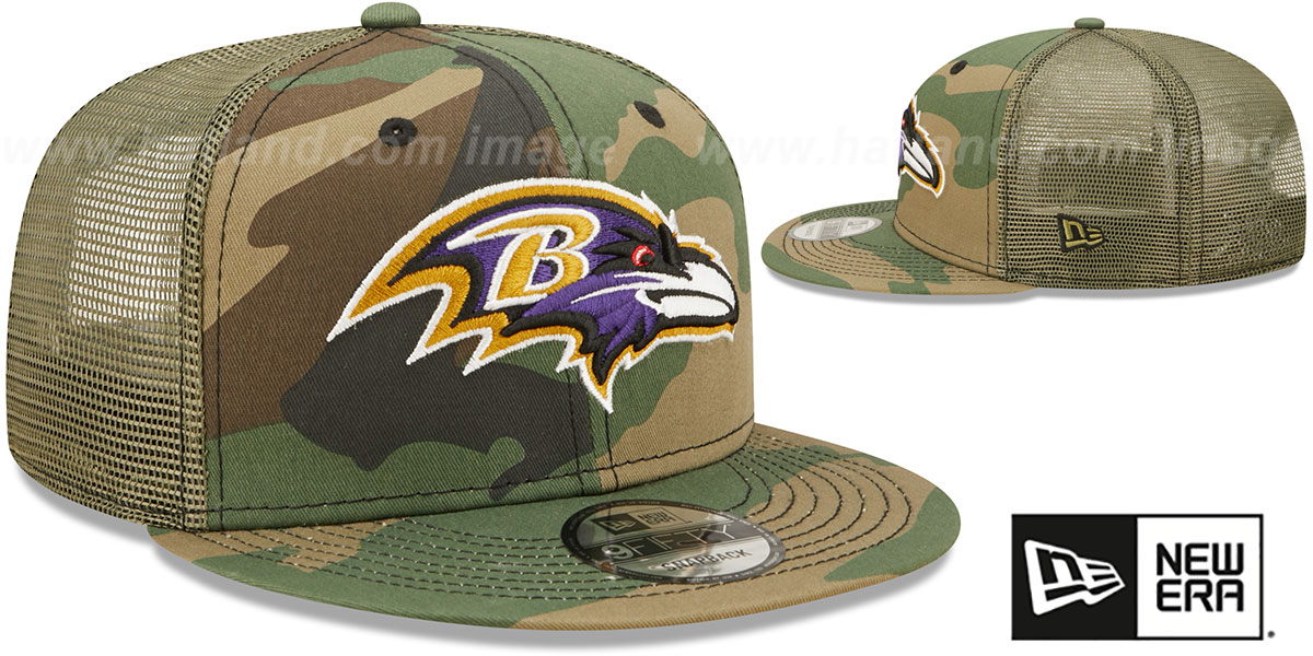 Baltimore Ravens ARMY CAMO TRUCKER Hat by New Era