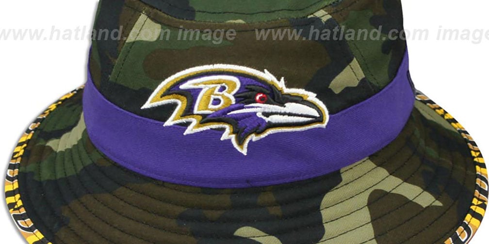 Baltimore Ravens ARMY CAMO MARYLAND FLAG BUCKET Hat
