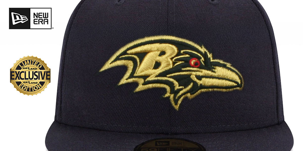 Baltimore Ravens GOLD-METALLIC Black Fitted Hat by New Era