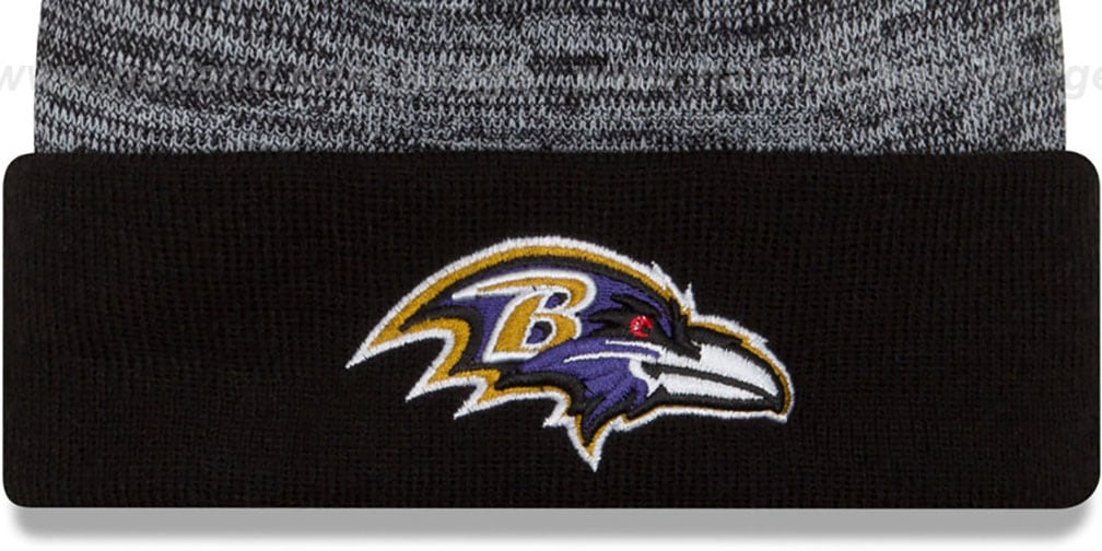 Ravens TEAM-RAPID Black-White Knit Beanie Hat by New Era