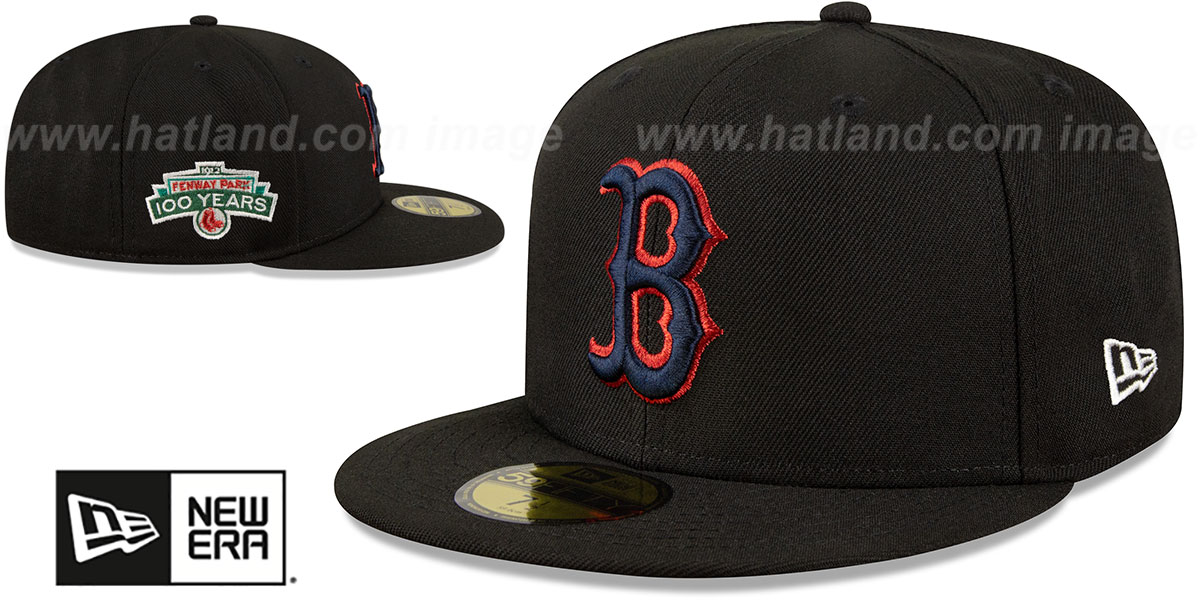 Boston Red Sox METALLIC LOGO SIDE-PATCH Black Fitted Hat