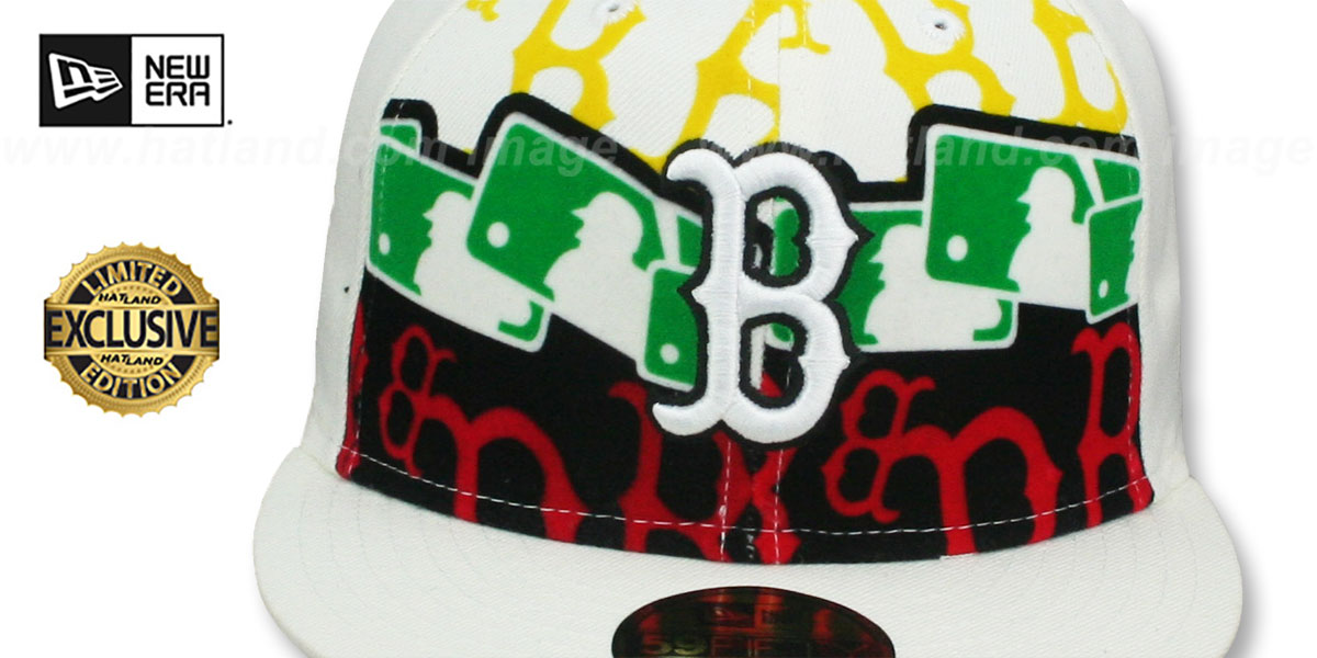 Boston Red Sox RASTA LAYERED White Fitted Hat by New Era