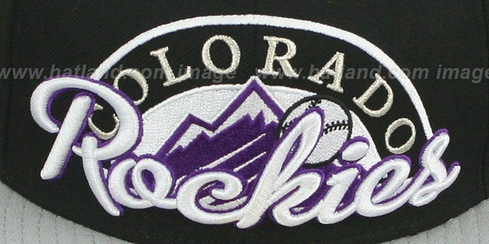 Colorado Rockies SCRIPT-PUNCH Black-Grey Fitted Hat