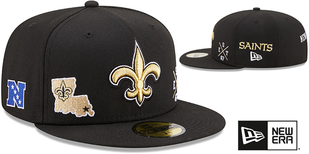 New Orleans Saints MULTI-AROUND Black Fitted Hat by New Era