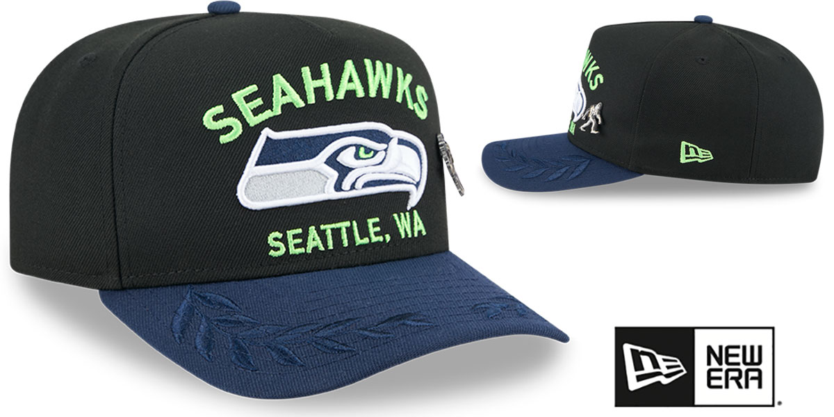 Seattle Seahawks 2025 NFL DRAFT ONSTAGE A-FRAME Black-Navy Fitted